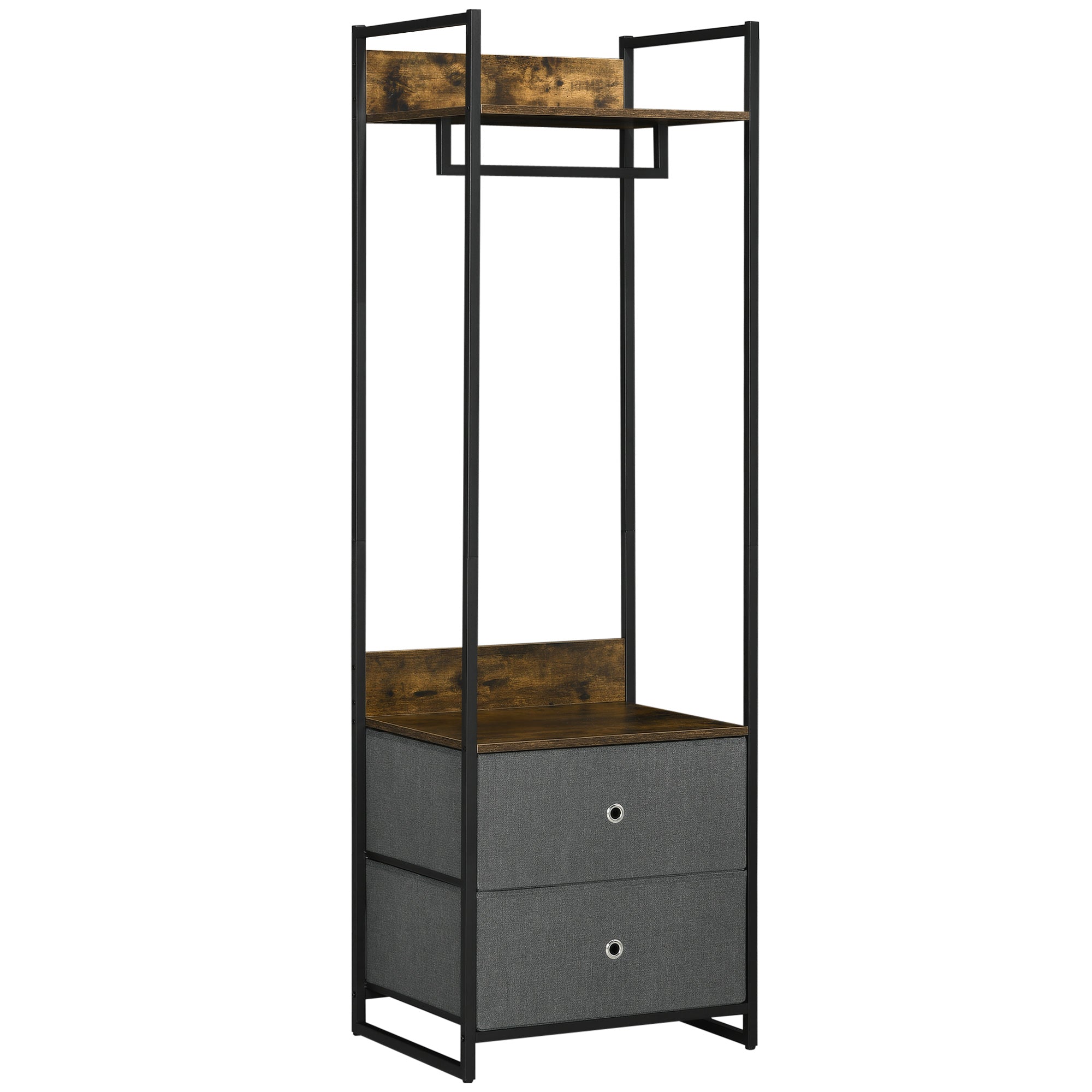 MCL Clothes Rail, Metal Coat Stand, Garment Rack with 2 Fabric Storage ...
