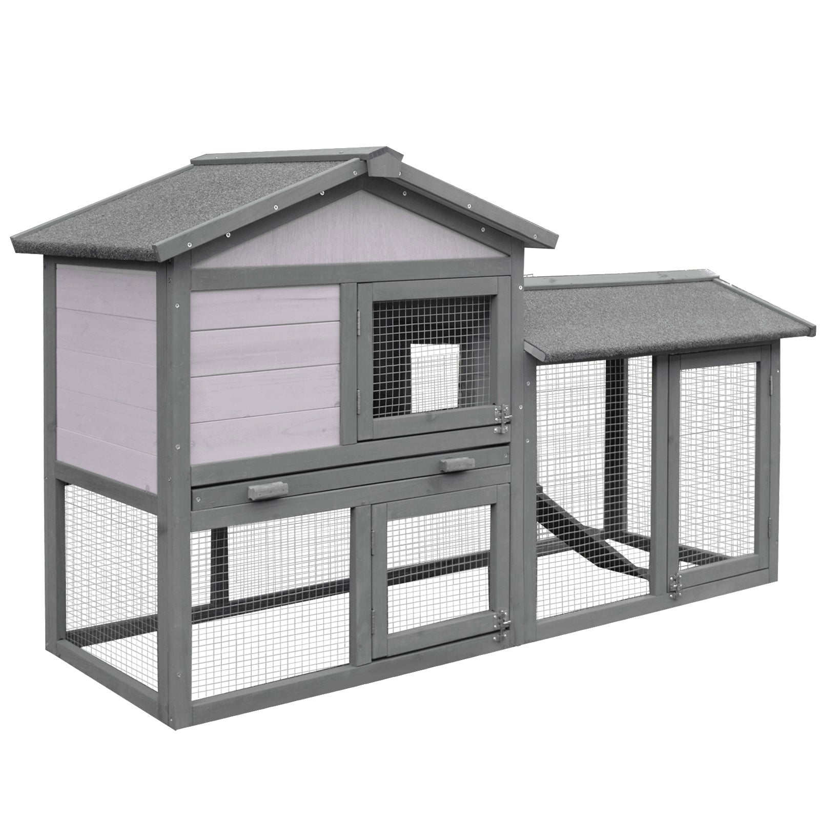 MCL Small Animal Two-Level Fir Wood Guinea Pigs Hutches w/ Ramp Burnt ...